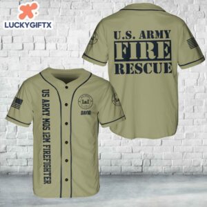 Custom Name US Army MOS 12M Firefighter Baseball Jersey - luckygiftx